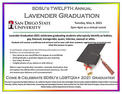 Lavender Graduation | LGBT Studies | Arts & Letters | SDSU